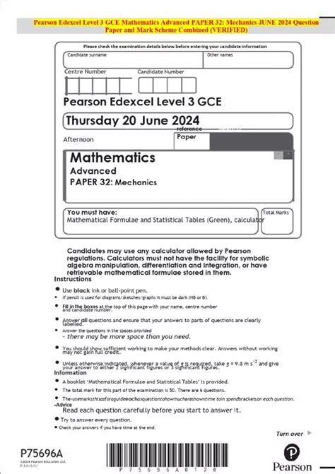 EXAMS BUNDLE Pearson Edexcel Level GCE Mathematics Advanced Question Papers And Mark