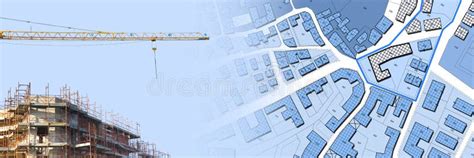 Building A New City Concept With An Imaginary Cadastral Map Of Territory With Buildings And