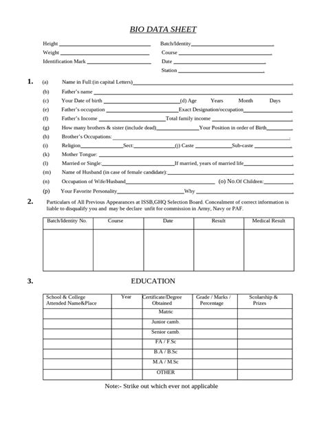 Bio Data Sheet Without Logo Pdf
