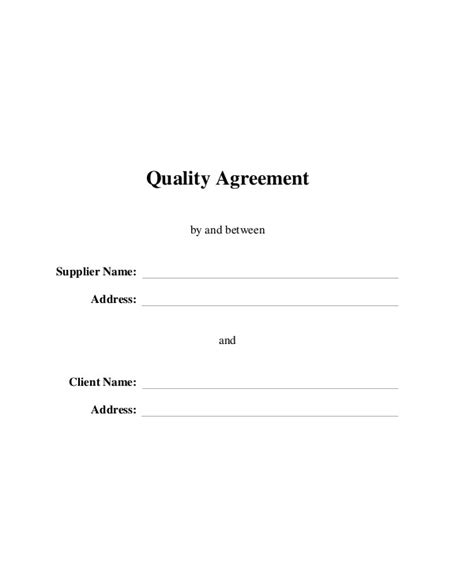 8 Quality Agreement Templates Pdf Doc