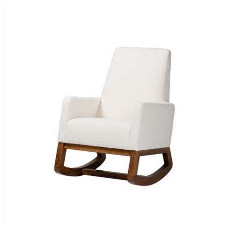 Yashiya Mid Century Off White Boucle Upholstered And Walnut Brown