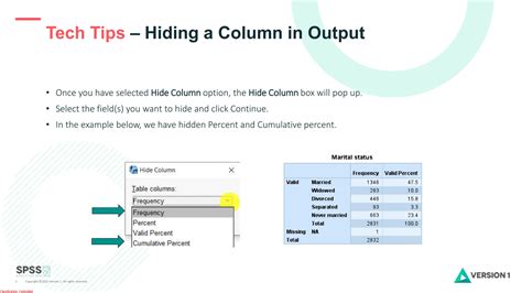 tech tips hiding columns in output in ibm spss statistics pptx
