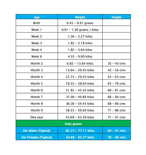 Puppy Growth Chart Template A Guide For 2021