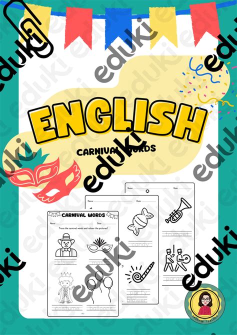 Carnival Words Worksheet Trace And Colour Material De La Siguiente