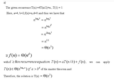 solved a the given recurrence t n 4t n2 n t 1 1here