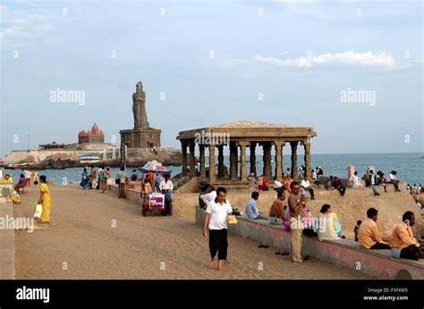 Swami Vivekananda Rock Memorial And Thiruvalluvar Statue With Pillared