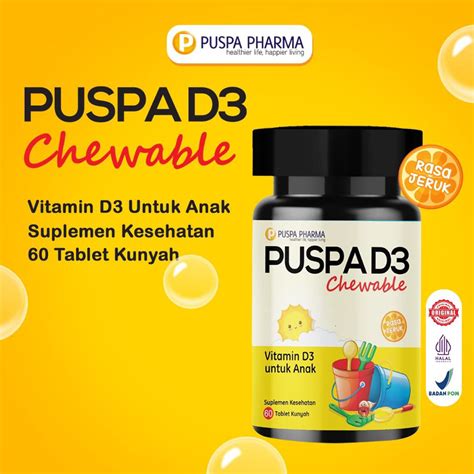 Jual Puspa D3 Chewable 400 Iu Tablet Kunyah Rasa Jeruk Memenuhi