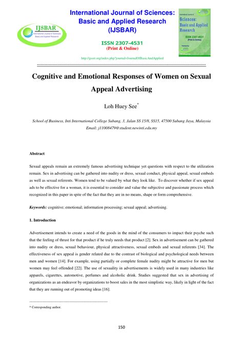 Pdf Cognitive And Emotional Responses Of Women On Sexual Appeal Advertising