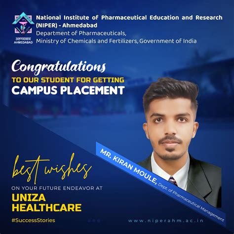 We Proudly Announce The Remarkable Achievement Of Mr Niper Ahmedabad