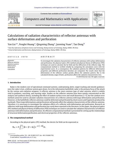Pdf Calculations Of Radiation Characteristics Of Reflector Antennas
