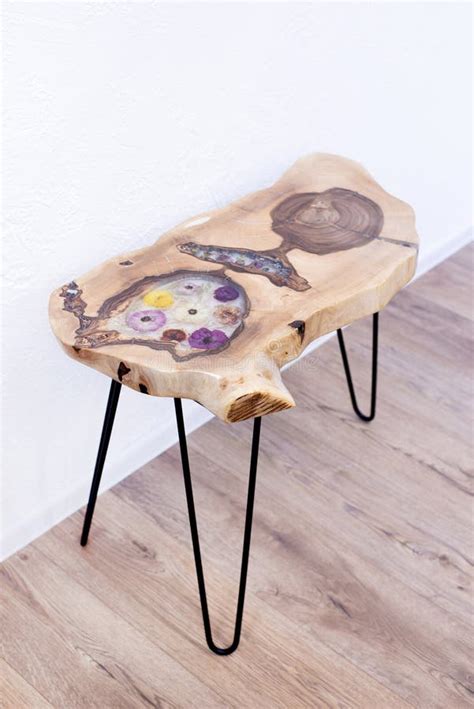 Wooden Coffee Table Table In Loft Style A Table Made Of A Section Of A Walnut Tree Trunk And