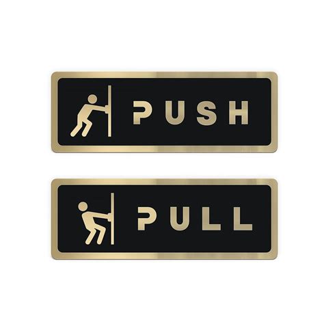 Buy Push Pull Golden Black Glass Door Acrylic Signage Sticker