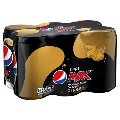 Pepsi Max Ginger No Sugar Can 6 X 330ml