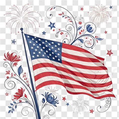 Usa Flag And Floral Elements Celebrate 4th Of July With Digital Art