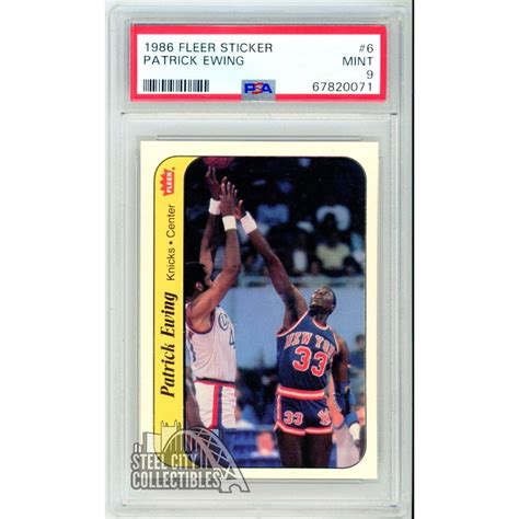 Patrick Ewing 1986 Fleer Sticker Rookie Card 6 Psa 9 Mint Steel City