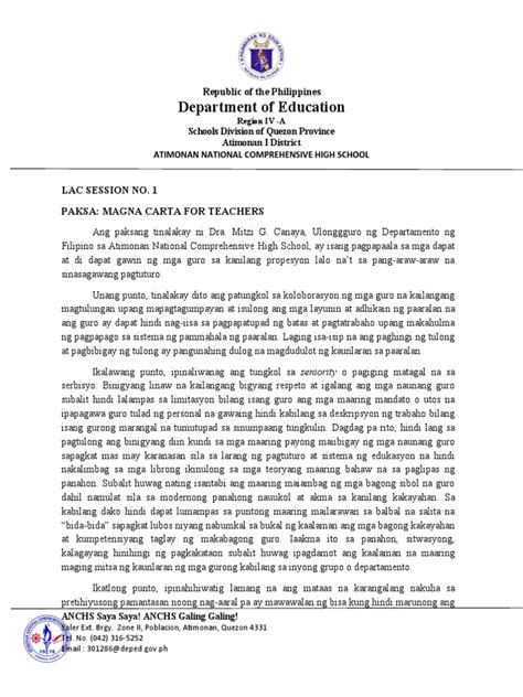 Lac Session 1st Reflection Pdf