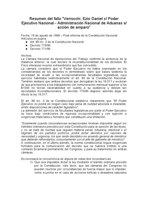 Resumen Del Fallo Verrocchi Pdf Constitución Gobernancia