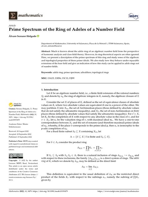 Mathematics 10 03479 Pdf Field Mathematics Ring Mathematics
