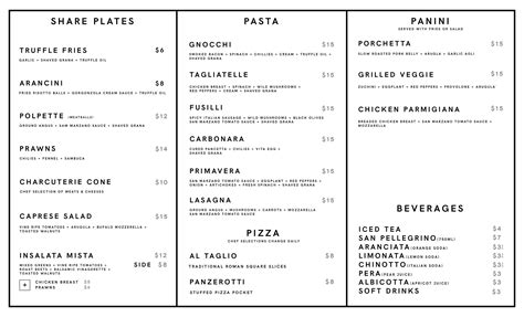 Menu — Scarpetta Eatery