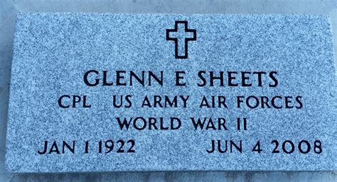 Glenn Eugene Sheets 1922 2008 Find A Grave Gedenkplek
