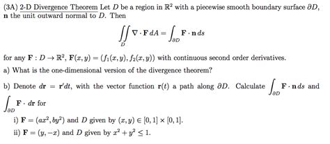 Solved 3a 2 D Divergence Theorem Let D Be A Region In R2