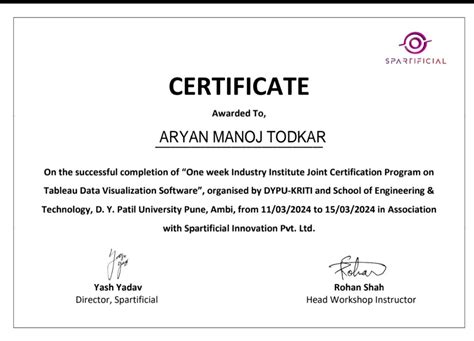 Tableau Datavisualization Certification Professionalgrowth Aryan
