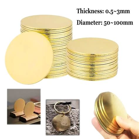 Brass Plate Disc Dia 50 60 80 100mm Thickness 0 5 1 2 3mm Brass Round