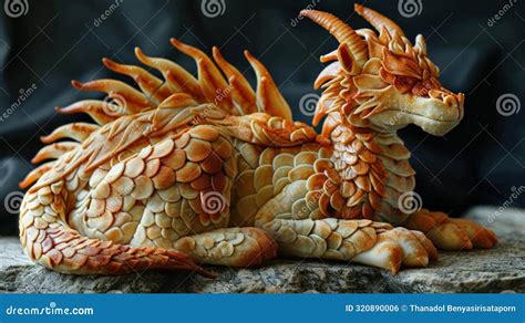 Dragon Bread A Majestic Loaf Shaped Like A Dragon Stock Illustration Illustration Of Ornate