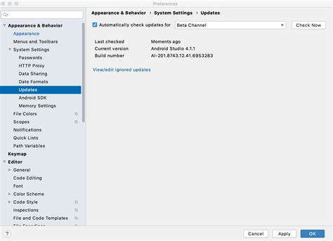 How To Check Updates Only In A Major Release Version In Android Studio Stack Overflow