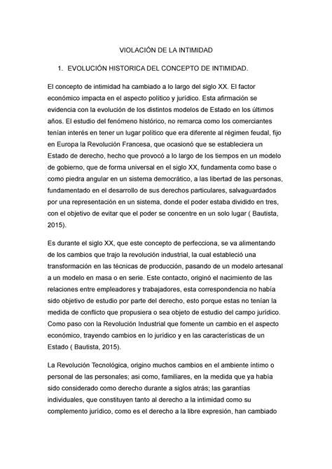 Violación De La Intimida 1 ViolaciÓn De La Intimidad 1 EvoluciÓn