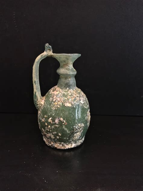 Large Ancient Roman Glass Perfume Bottle Iridescent Patina 100 200 Ad