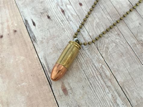 Recycled Brass Bullet Pendant Necklace Recycled Bullet Shell Casing