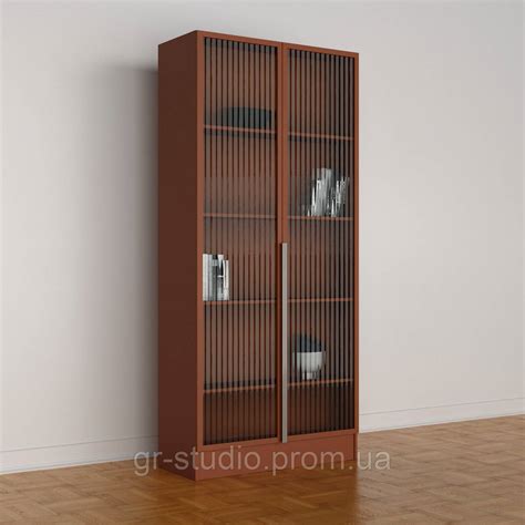 Шкаф книжный со стеклянными фасадами - 86 фото