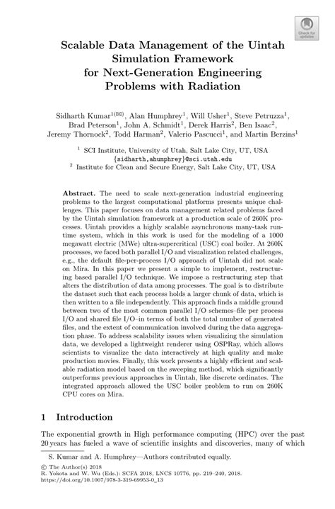 Pdf Scalable Data Management Of The Uintah Simulation Framework For