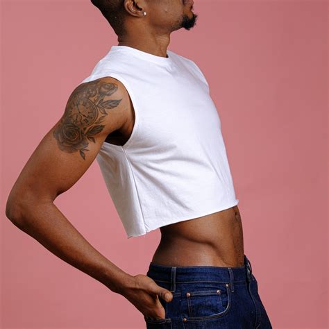 Man White Crop Top Sleeveless T Shirt Plain White Crop Top For Men Etsy