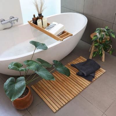Nordic Teak 40 X 20 Natural Teak Shower And Bath String Mat Beige