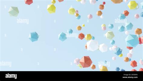colourful polygon abstract geometric objects with reflection surface on
