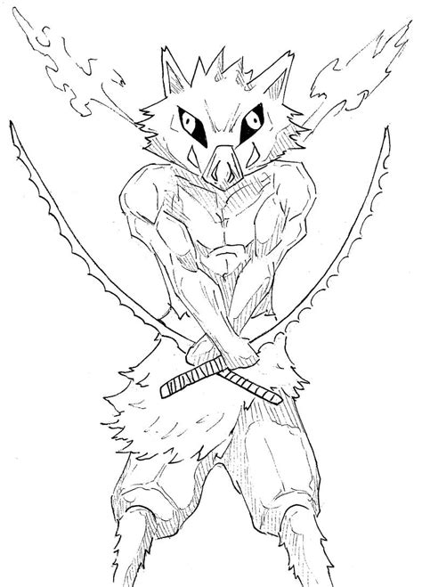 Inosuke Demon Slayer Coloring Pages Hashibira Printable Drawing Draw