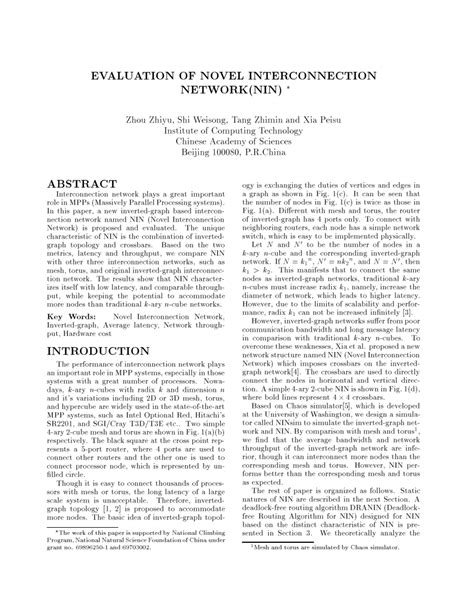 Pdf Evaluation Of Novel Interconnection Networknin