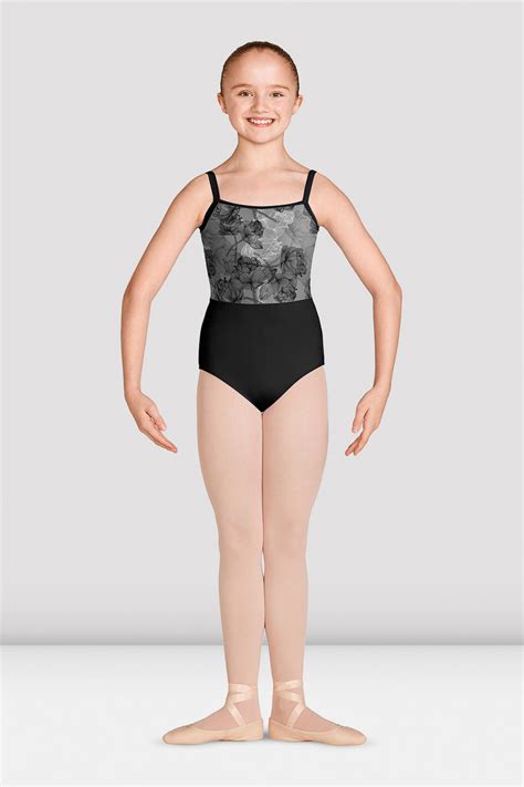 Girls Jasmine Print Camisole Leotard Black Bloch Dance Eu
