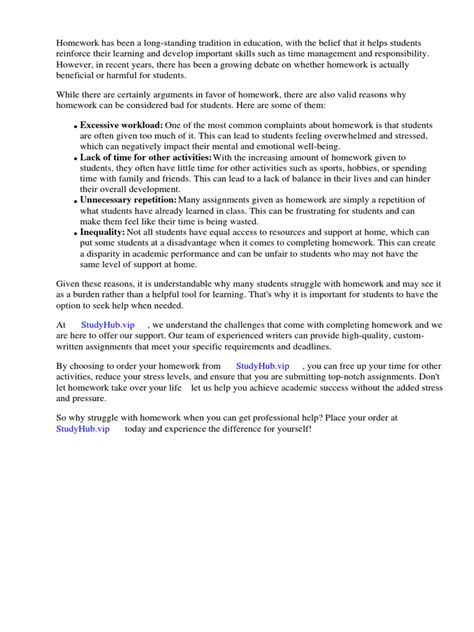 Y Homework Is Bad Pdf Homework Creativity