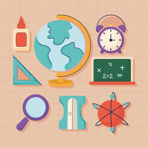 Eight School Tools 5968149 Vector Art At Vecteezy