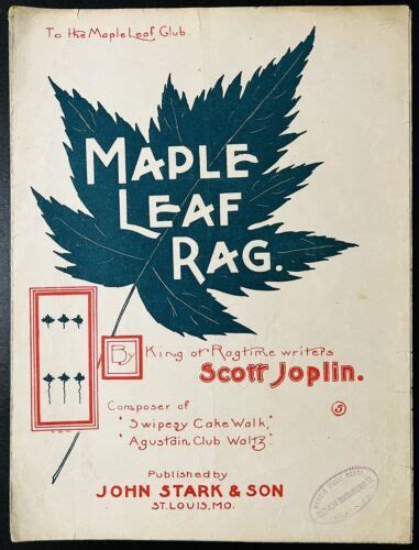 Vintage Scott Joplin Sheet Music Maple Leaf Rag Ca 1907 Classic