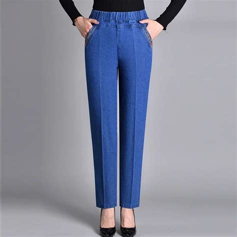 Primavera Verano Pantalones Vaqueros Finos Mujeres Suelta Cintura