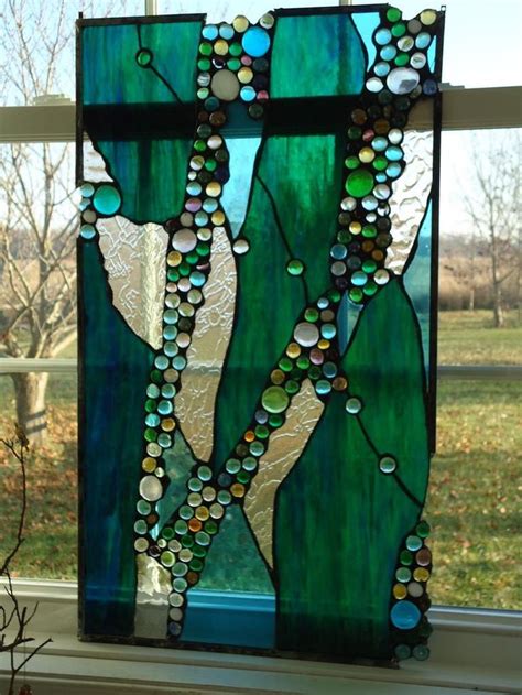 Stained Glass Pattern Garden Scene