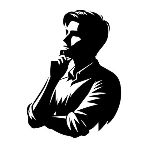 Man Thinking Vector Silhouette Vector Premium Ai Generated Vector