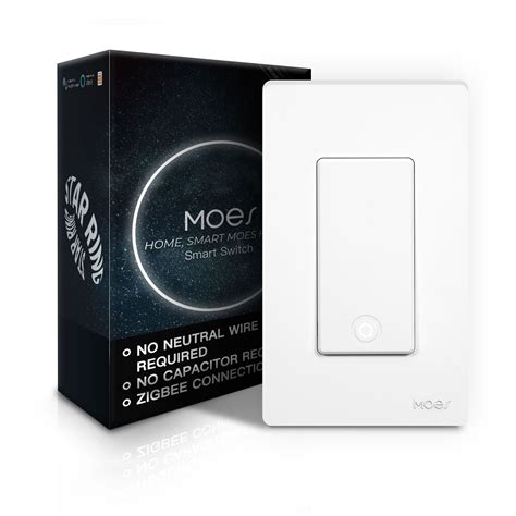 Moes Star Ring Zigbee Smart Light Switch Single Pole No Neutral Requi
