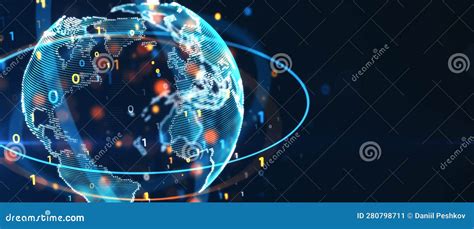 Global Digitalization Concept With Bright Glowing Planet Globe With