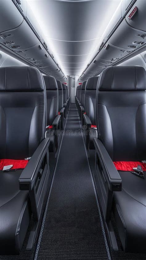 Empty Airplane Interior Cabin View Stock Illustration Illustration Of Black Transportation