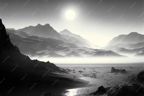 Premium Photo Vertical Greyscale Image Of A Hazy Enigmatic Landscape